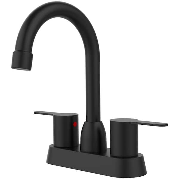 Nestfair 4 in. Centerset Double Handle Bathroom Faucet with 360 Degree Swivel in Matte Black SX ...
