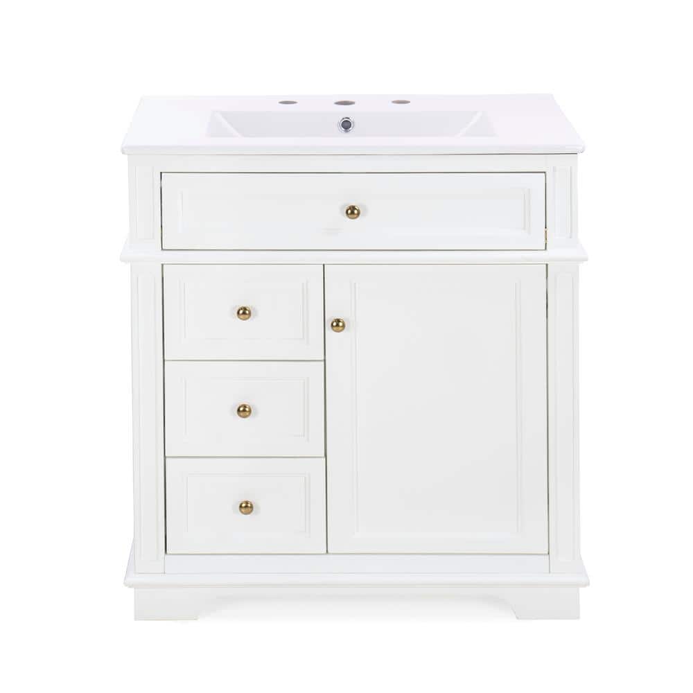 CHRISTOPHER KNIGHT HOME Avendril 30 in. Modern Bathroom White Bath ...