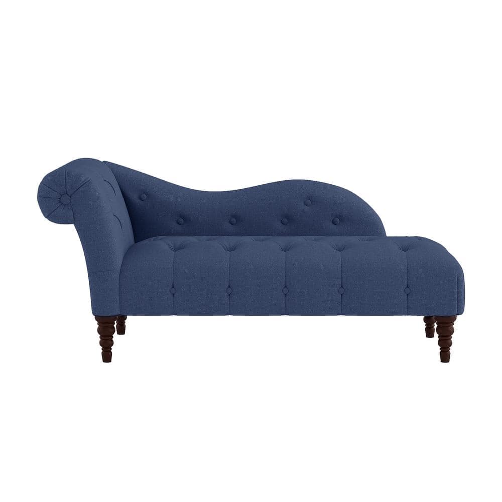 EVERGLADE HOME Verona Blue Button Tufted Upholstered Chaise LX-1044BU-5 ...