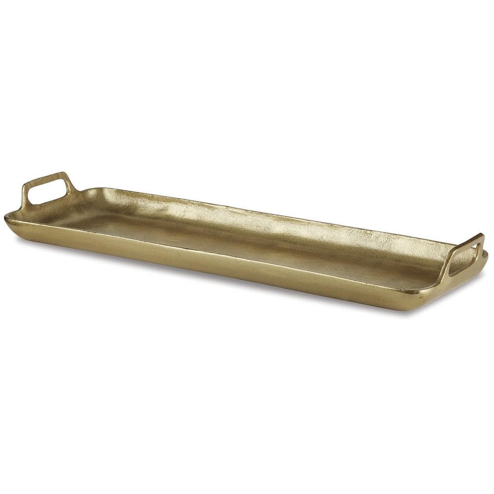 Signature DESIGN BY ASHLEY Posy Gold Finish Tray A2000136 - The Home Depot