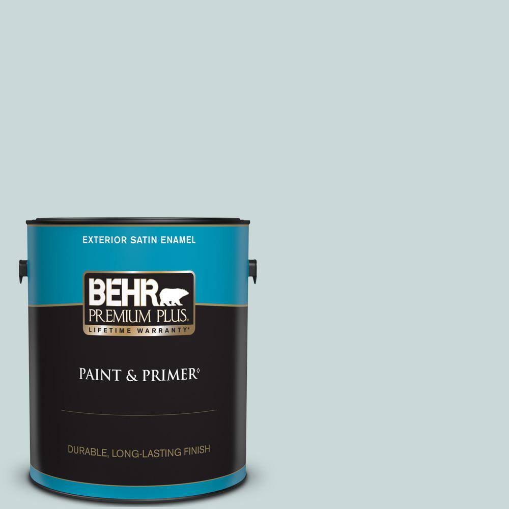 BEHR PREMIUM PLUS 1 gal. #PPU13-16 Offshore Mist Satin Enamel Exterior ...