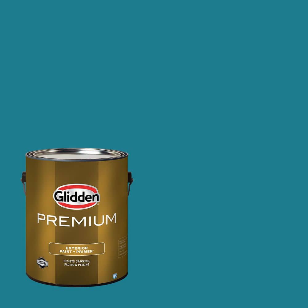 Glidden Premium 1 gal. PPG1150-6 Bermuda Satin Exterior Latex Paint ...
