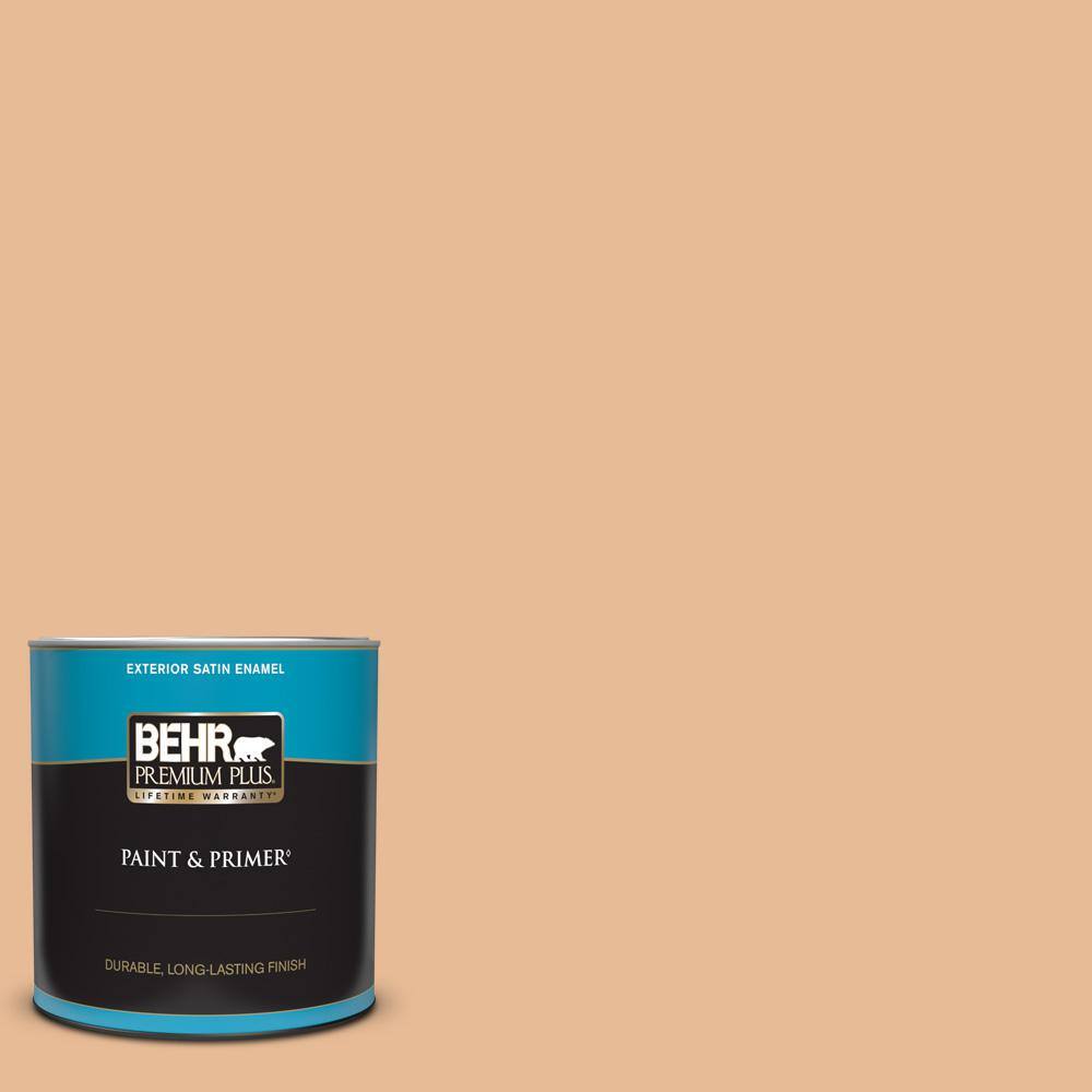BEHR PREMIUM PLUS 1 qt. #280C-3 Fresh Praline Satin Enamel Exterior ...