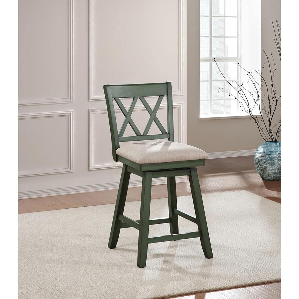 Home 2 Office Brookline 24 in. Green High Back Wood 37.5 in. Swivel ...