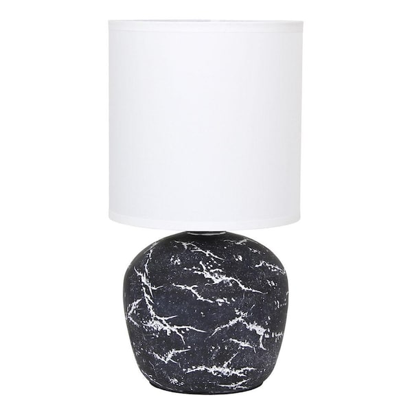 Simple Designs 12.4 Marble-Inspired Concrete Table Lamp, Black Base ...