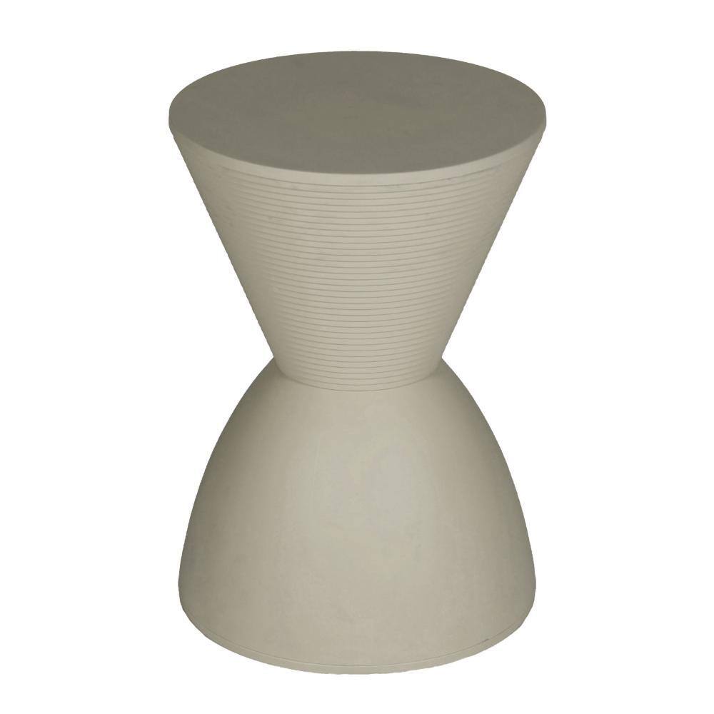 Benjara 12 in. Gray Round Plastic Top End/Side Table with Pedestal Base ...