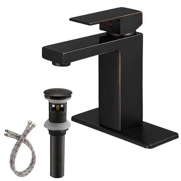 Single Handle Single Hole Bathroom Faucet with Deckplate and Pop-Up ...