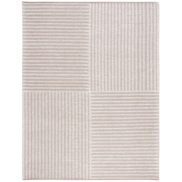 SAFAVIEH Natura 8 ft. x 10 ft. Ivory/Taupe Striped Abstract Area Rug ...