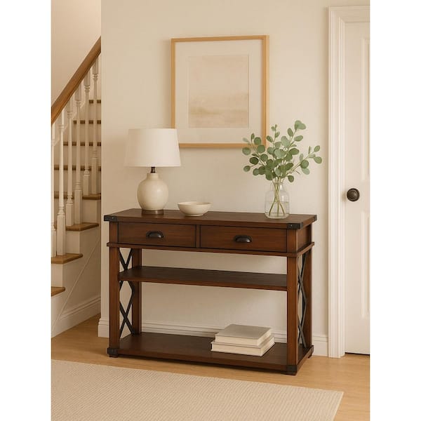 HOME IMPORTS EMPORIUM 48 in. Vintage Ash Rectangle Wood Console Table ...