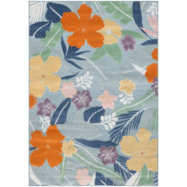 Nourison Suncoast 5 ft. x 7 ft. Blue Multicolor Floral Contemporary ...