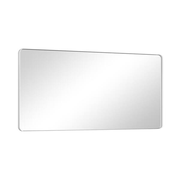 KeonJinn 72 in. W x 36 in. H Modern Rectangular White Aluminum Framed ...