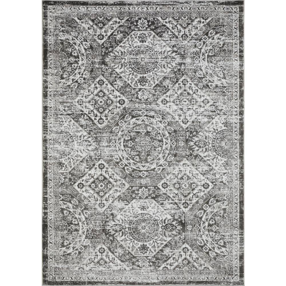 LOOMAKNOTI Rhane Alvezi Gray 9 ft. 10 in. x 12 ft. 10 in. Oriental ...