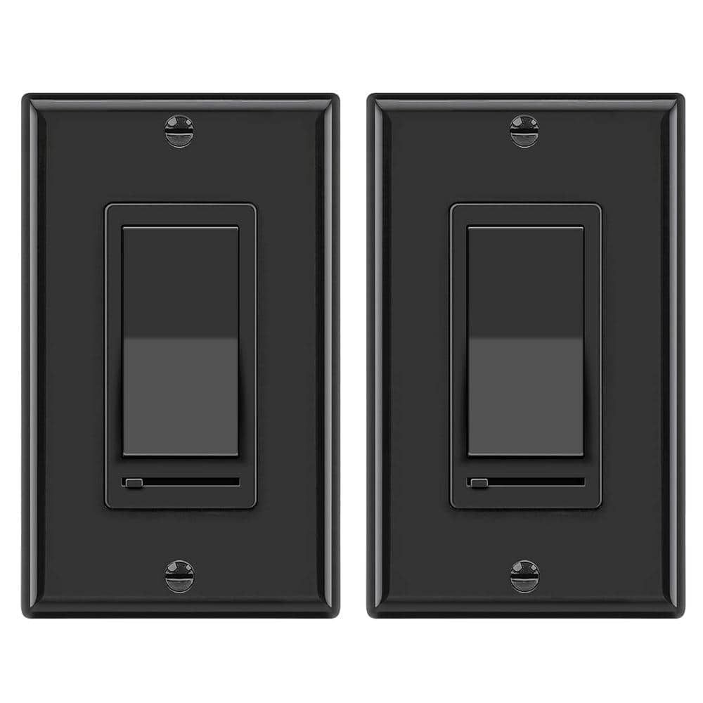 Lukyamzn Black Rocker Dimmer Switch for Dimmable LED, Halogen and ...