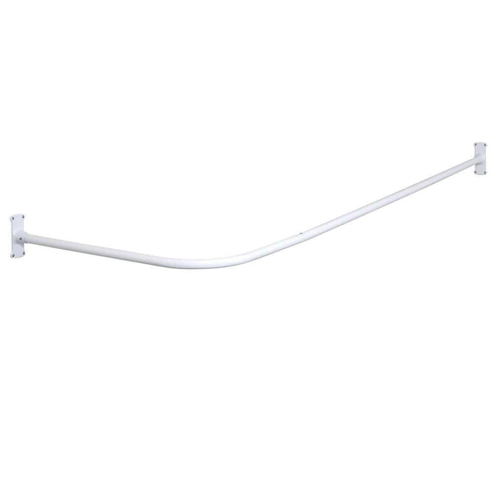Commercial No Rust 66 in. Aluminum L Shaped Shower Rod with Vertical ...