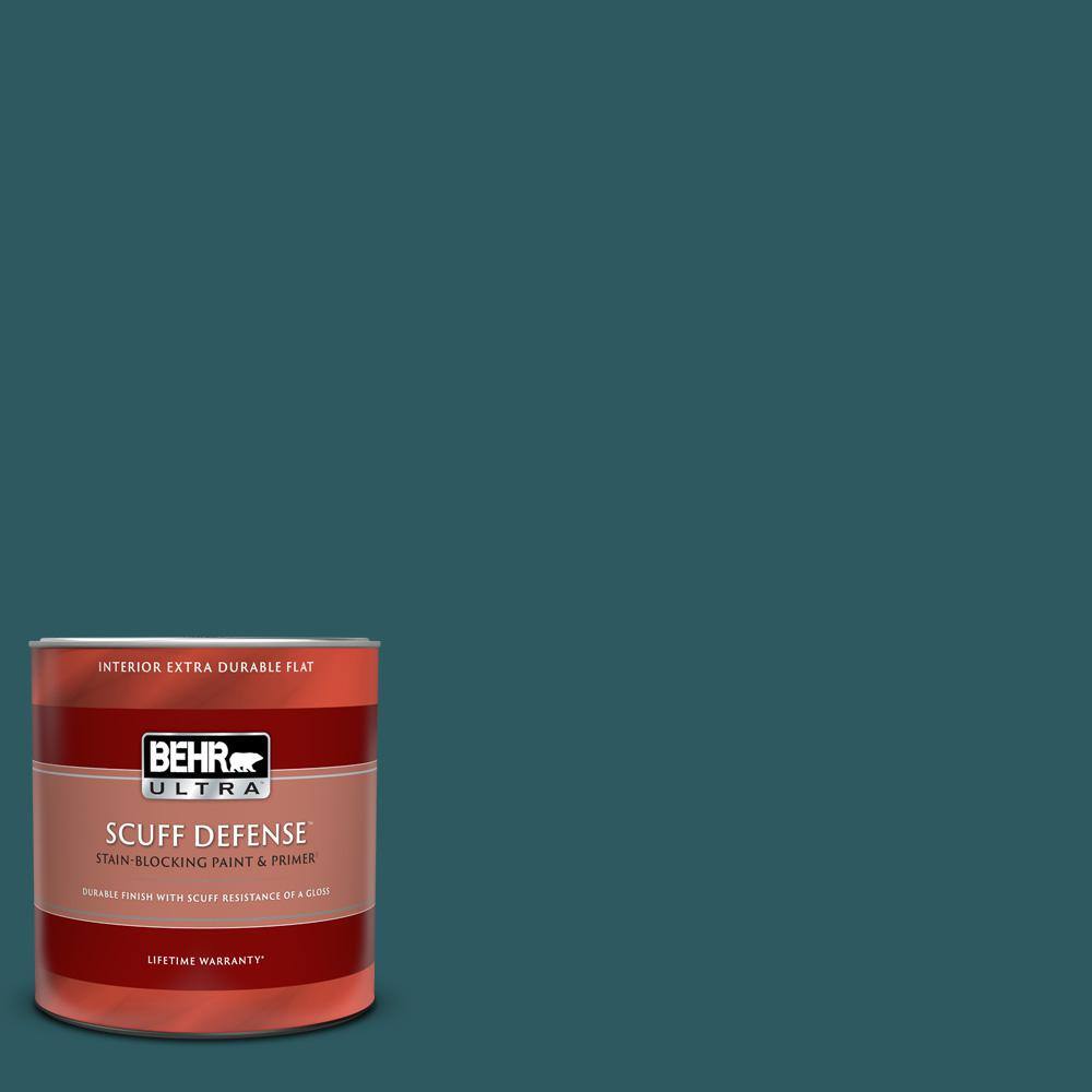 BEHR ULTRA 1 qt. #QE-47 Petro Blue Extra Durable Flat Interior Paint ...