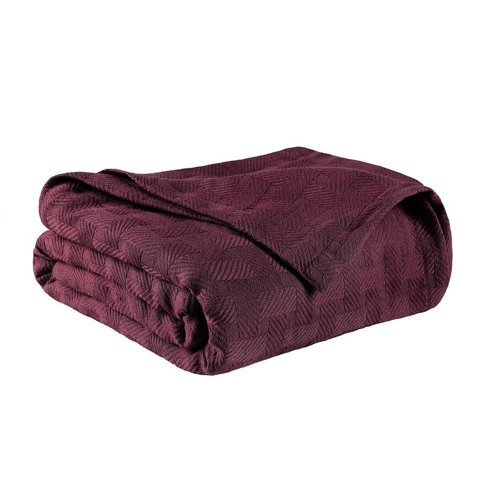 HomeRoots Plum Geometric Cotton Throw Blanket 2000527341 - The Home Depot