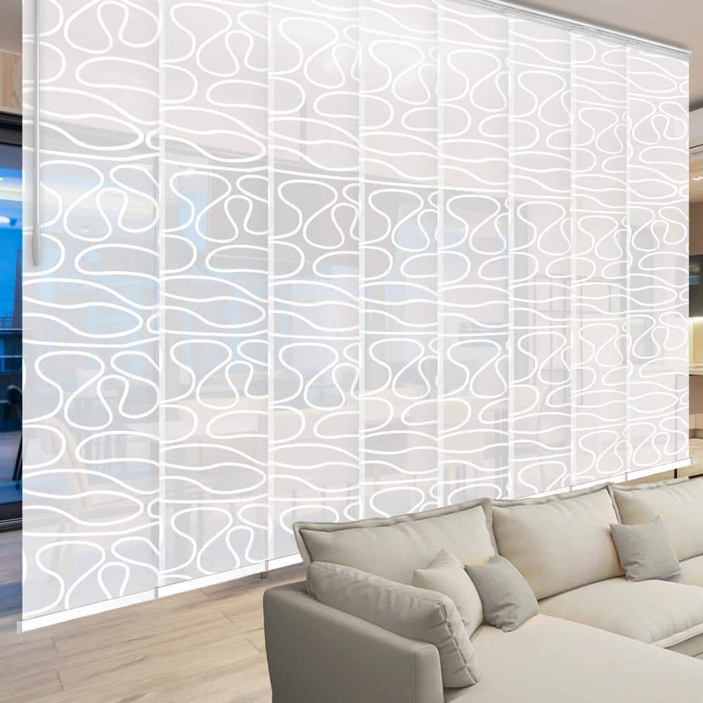 EMOH Swirl 130 in. - 175 in. W x 116 in. L Adjustable 8-Panel White ...