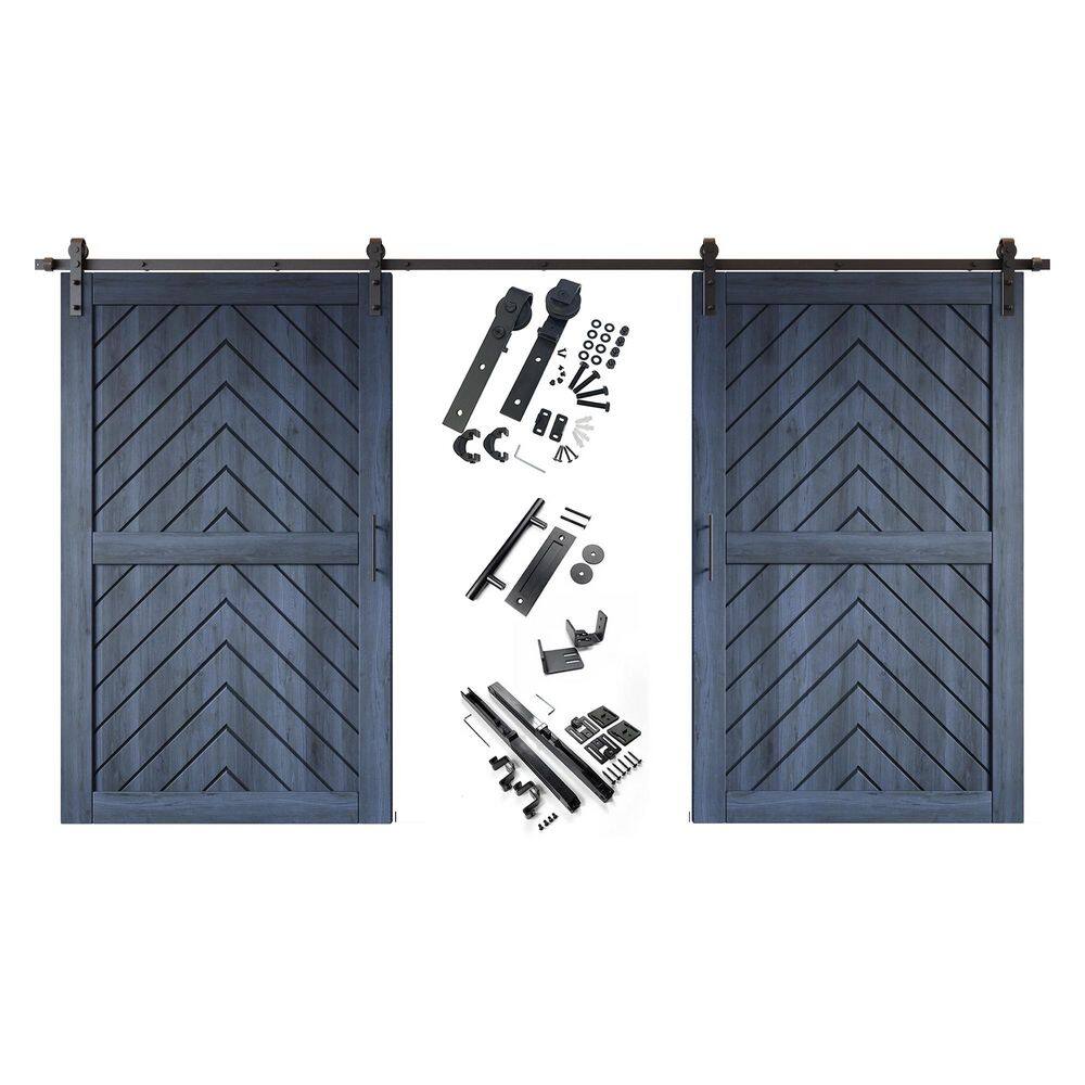 HOMACER JT1 42 in. x 80 in. C-Panel Navy Fishbone Design Double Pine ...
