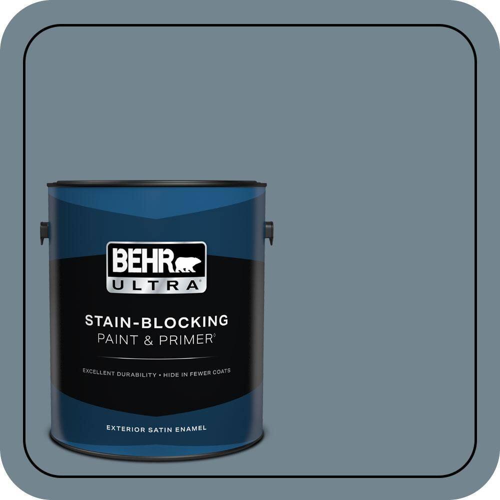 BEHR ULTRA 1 gal. #N480-5 Adirondack Blue Satin Enamel Exterior Paint ...