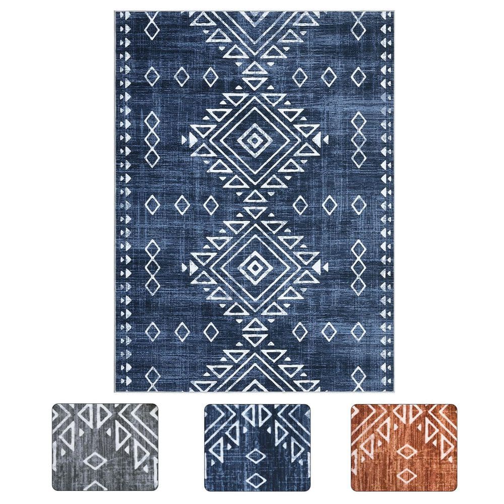 Garvee Blue 9x12ft Geometric Retro Corridor Strip Carpet Tribal Style ...