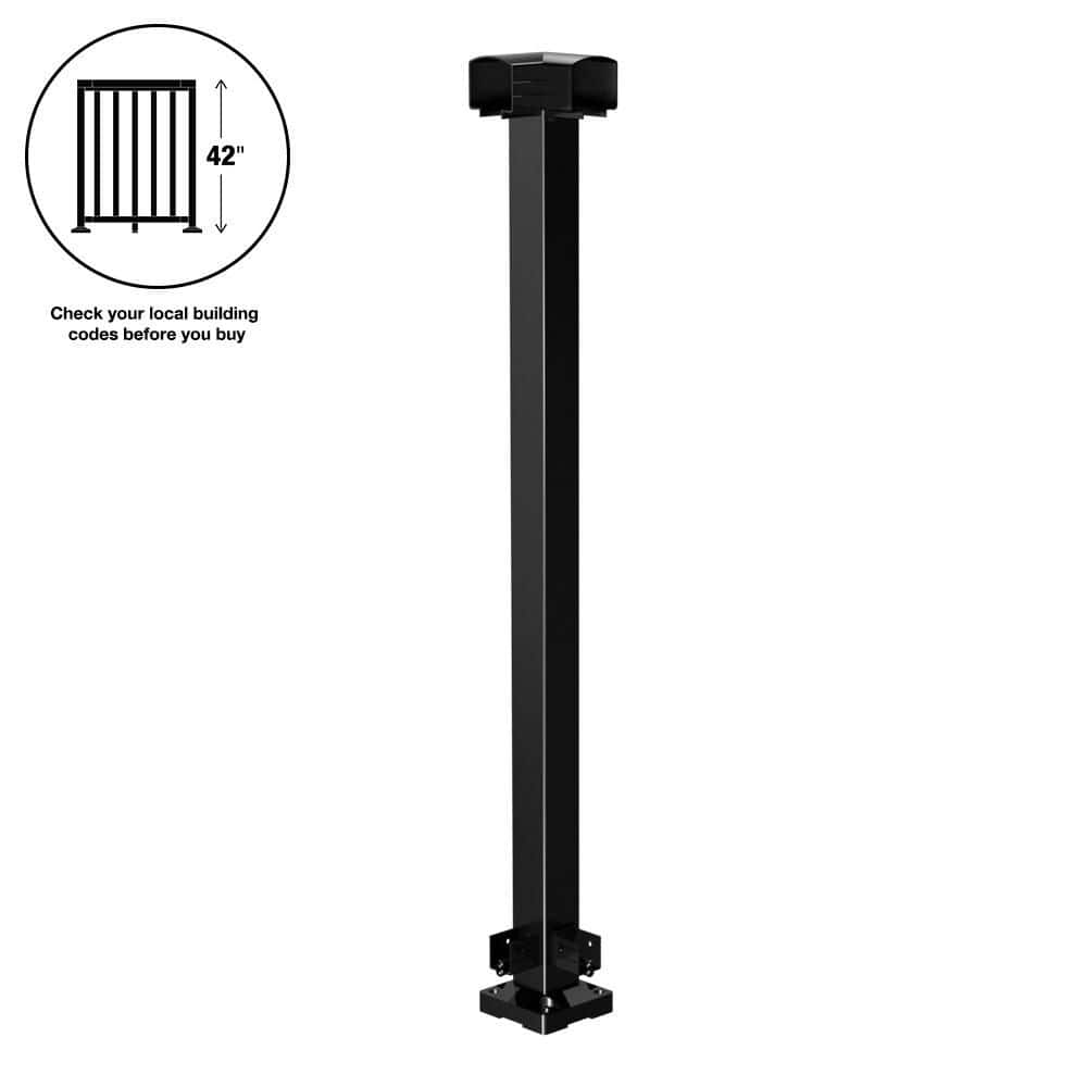 PEAK Aluminum Railing 42 in. H x 4 in. W Black Aluminum Deck Railing ...
