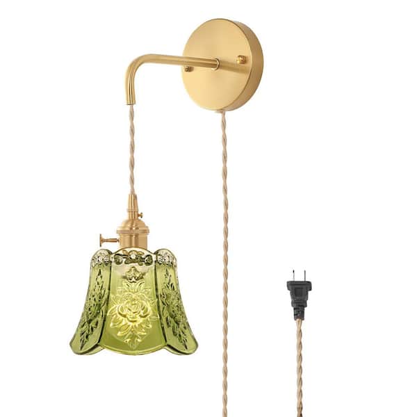 Ahfiwaso Retro 4.72 in. 1-Light Gold Plug-in Vintage Smart Home Wall ...