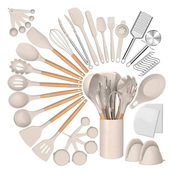 43-Piece Kitchen Utensil Set with Wooden Handle, Heat-Resistant ...