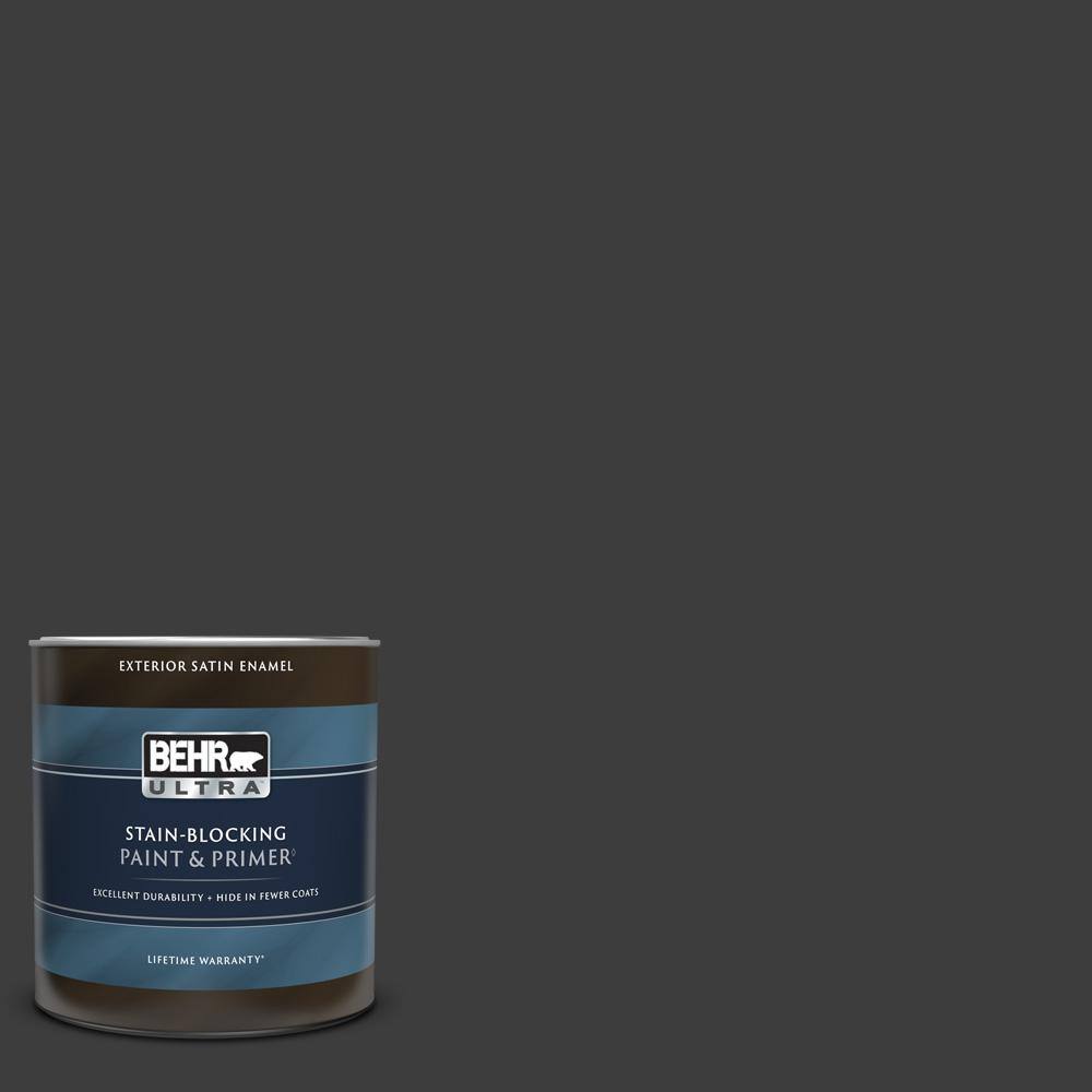 BEHR ULTRA 1 qt. #PPF-59 Raven Black Satin Enamel Exterior Paint ...
