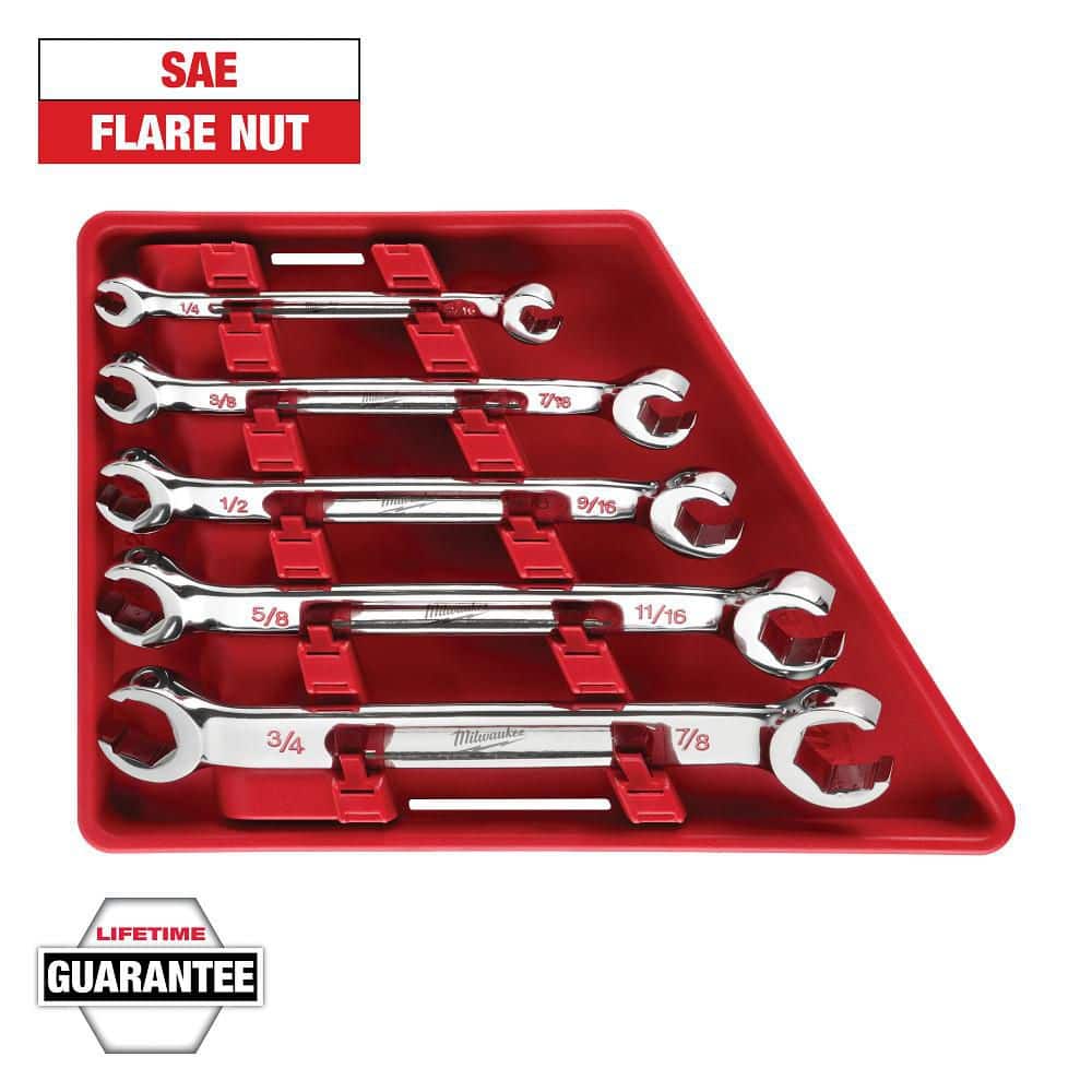 Milwaukee Double End SAE Flare Nut Wrench Set (5-Piece) 48-22-9470 ...