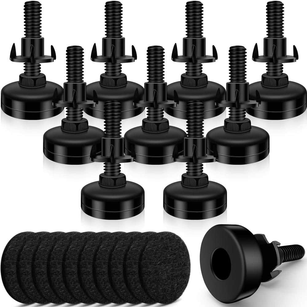 Angel Sar Black Metal Adjustable Furniture Leveling Feet with 3/8 in ...