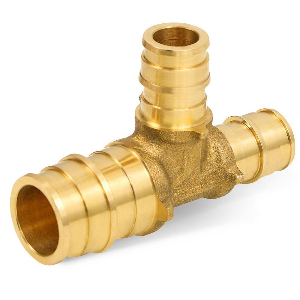 PLUMBFLEX 3/4 in. x 1/2 in. x 1/2 in. 90° PEX A Expansion Pex Reducing Tee, Lead Free Brass For ...