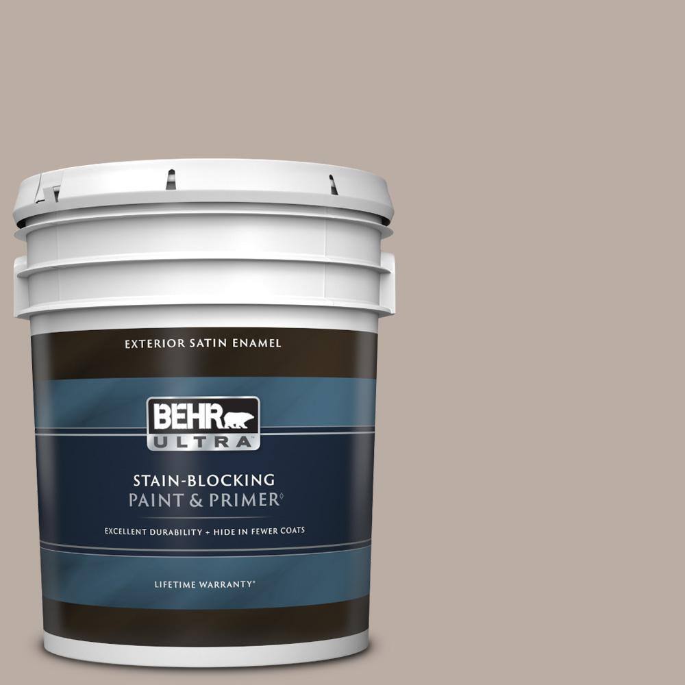 BEHR ULTRA 5 gal. #N200-3 Nightingale Gray Satin Enamel Exterior Paint ...