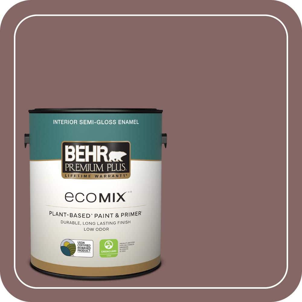 BEHR PREMIUM PLUS 1 gal. #130F-6 Brazil Nut Semi-Gloss Enamel EcoMix ...