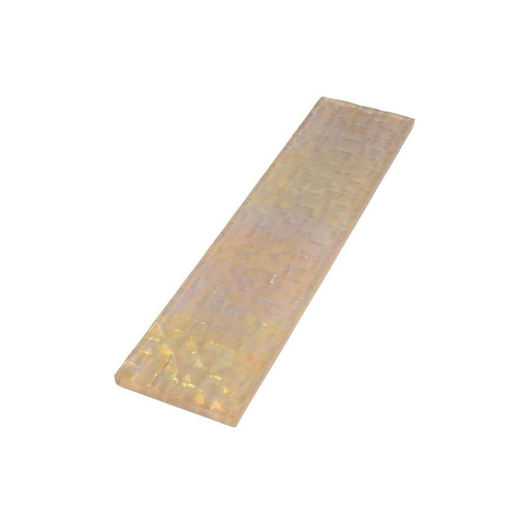 Apollo Tile Colorway 3 in. x 12 in. Glossy Champagne Gold Glass Ceramic ...