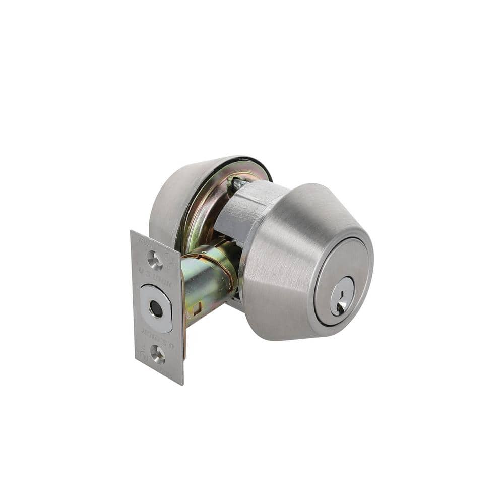US Lock 1600 Grade-2 US32D Brushed Stainless Double Cylinder Deadbolt ...