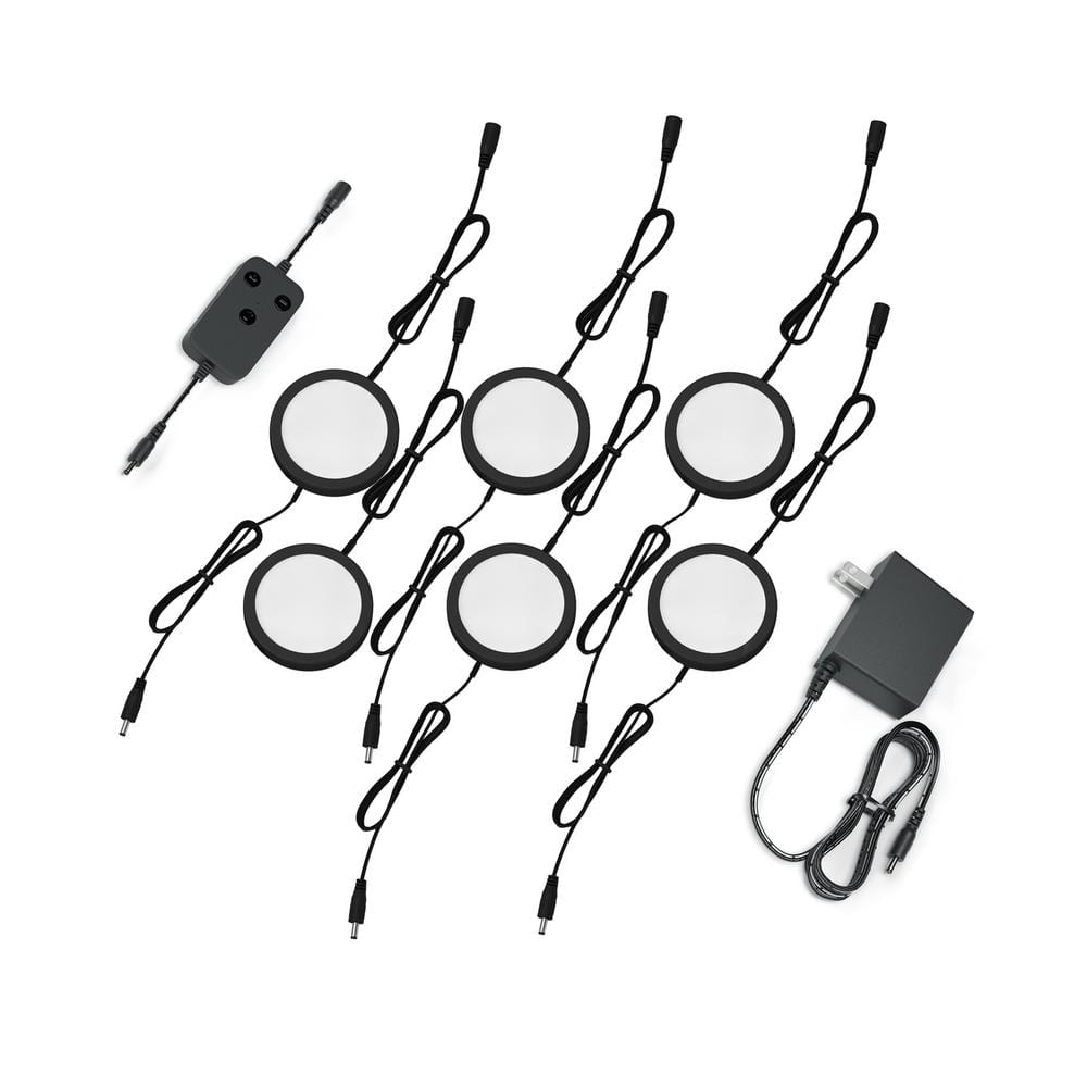 ESHINE 6 Pack Black Smart Dimmable LED Puck Lights Compatible with ...