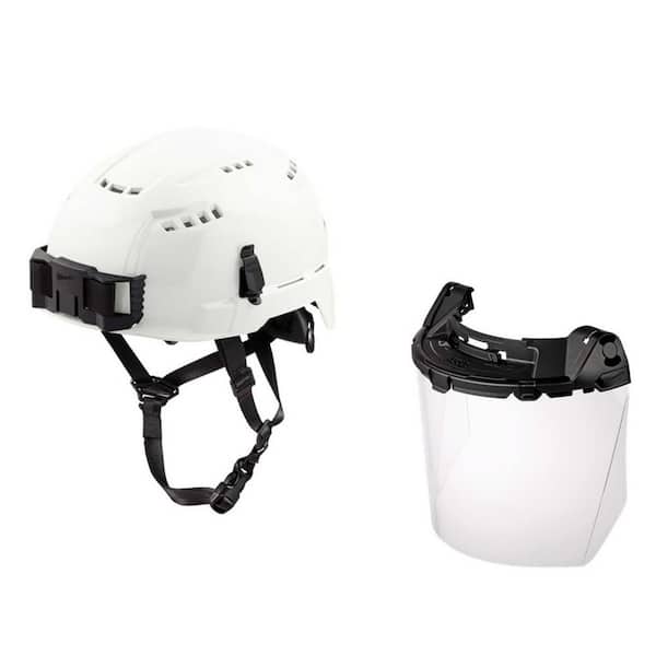 Milwaukee BOLT White Type 2 Class C Vented Safety Helmet W/ BOLT Clear ...