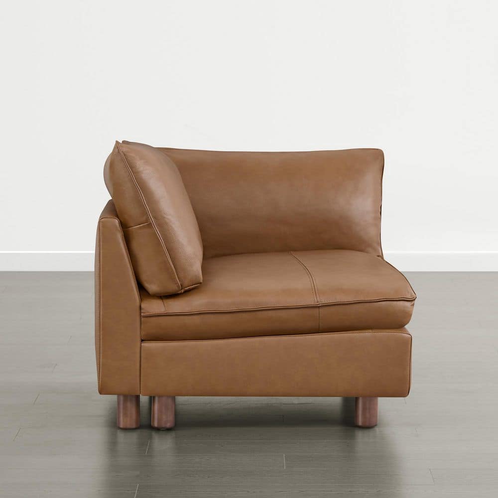 Spruce & Spring Xavier 37.4 in. Leather Corner Rectangle Modern Modular Sofa with Wood Frame in ...