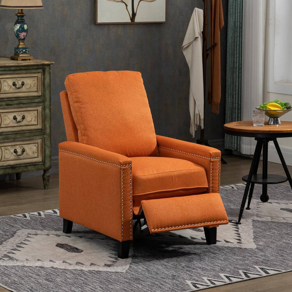 HOMEFUN Modern Orange Velvet Comfortable Upholstered Wingback Recliner ...