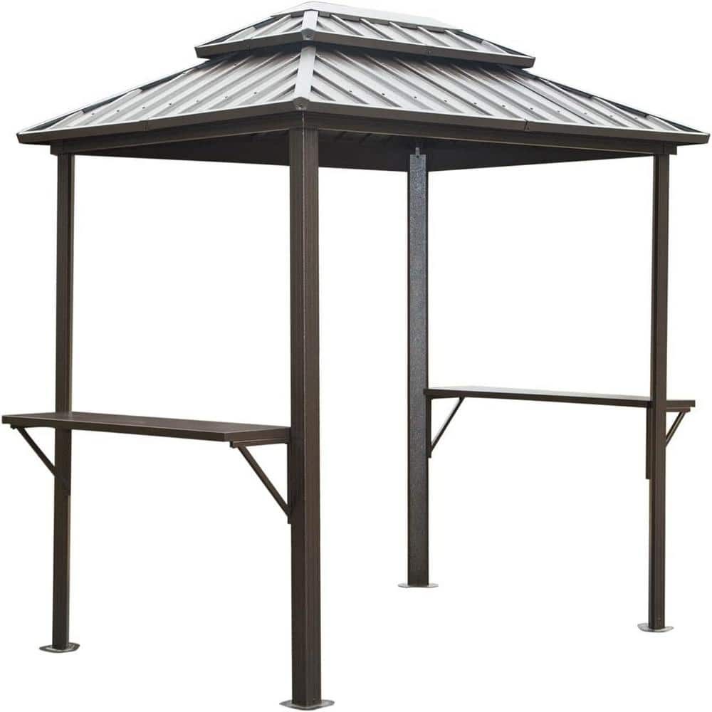 Clihome 8 ft. x 6 ft. Aluminum Grill Gazebo Outdoor Metal Frame with ...