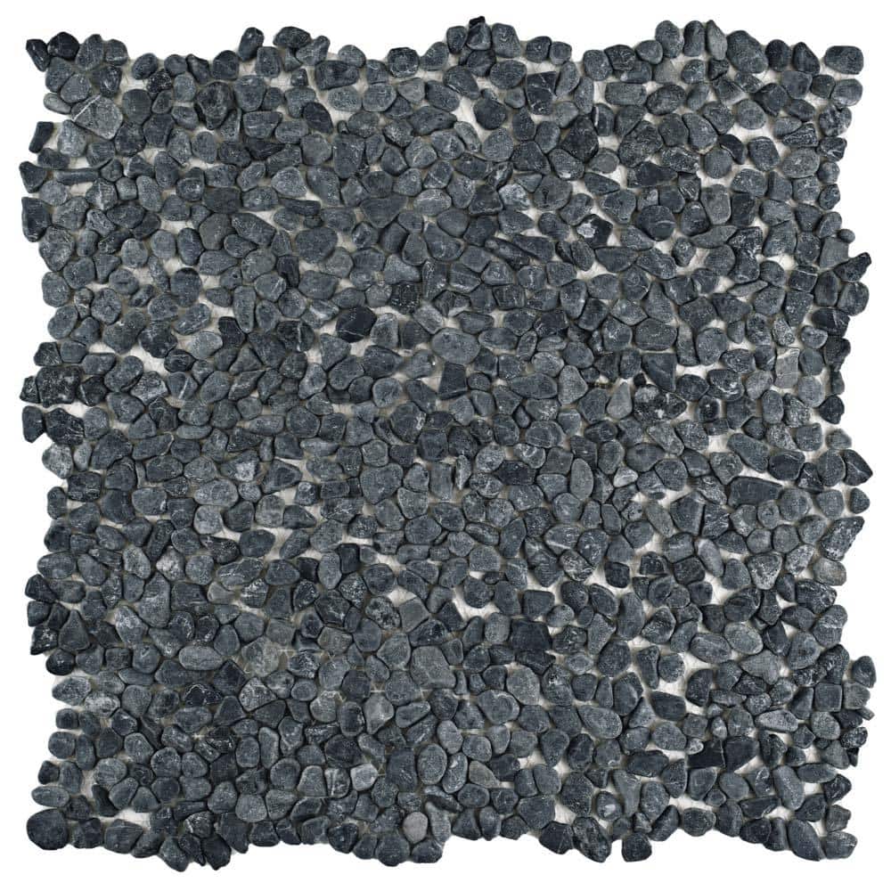 Merola Tile Pebblini Graphite 12-1/4 in. x 12-1/4 in. x 7 mm Pebble ...