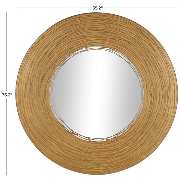 Litton Lane 35 in. H x 35 in. W. Round Framed Gold Abstract Wall Mirror ...