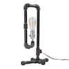 PIPE DECOR 1/2 in. Black Steel Pipe 17.5 in. H Convertible Table Lamp ...