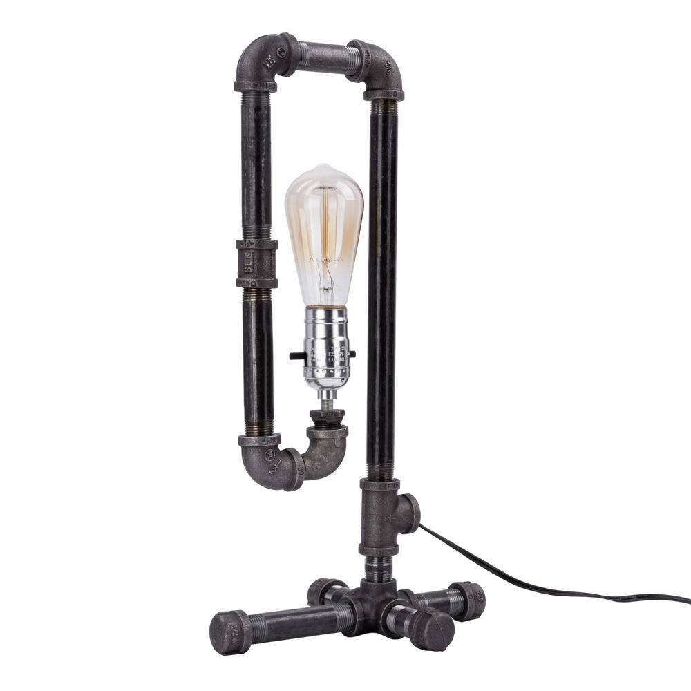 PIPE DECOR 1 2 In Black Steel Pipe 17 5 In H Convertible Table Lamp