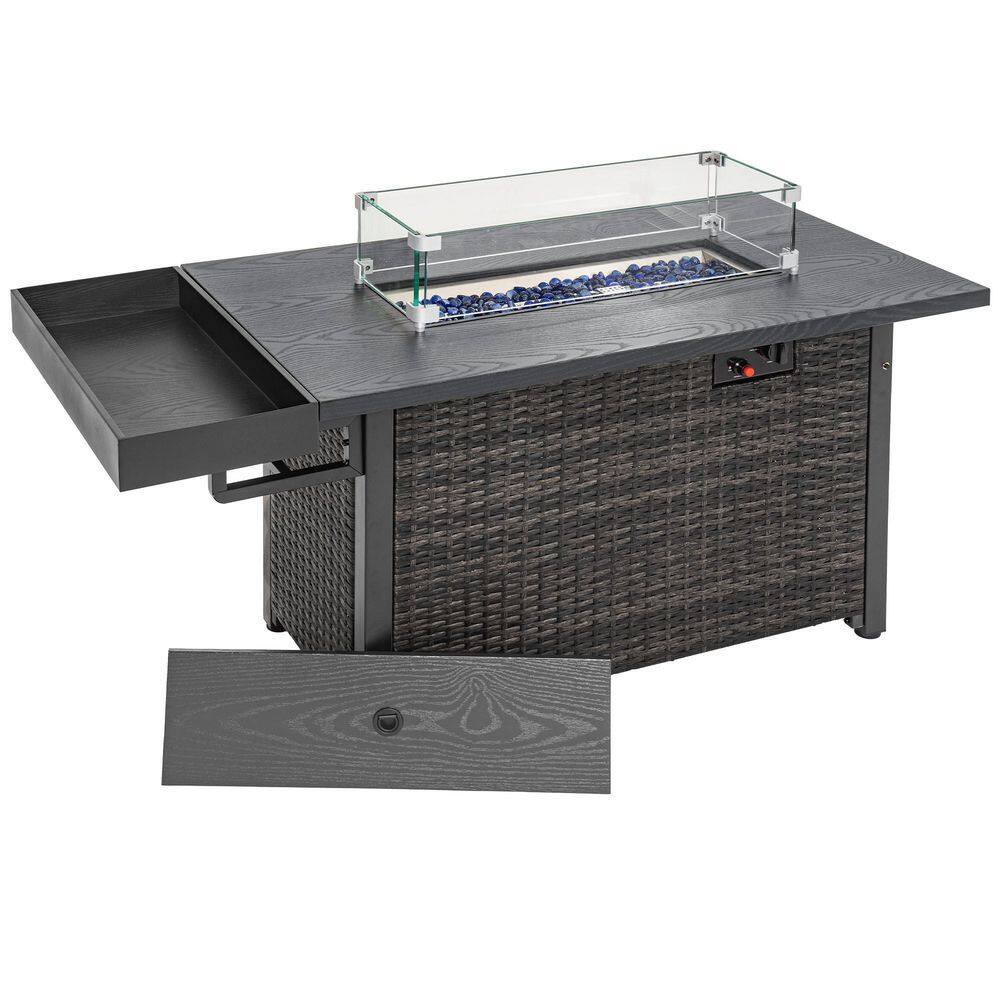 AURA OUTDOOR 52 in. 50,000 BTU Wicker Outdoor Propane Fire Pit Table ...
