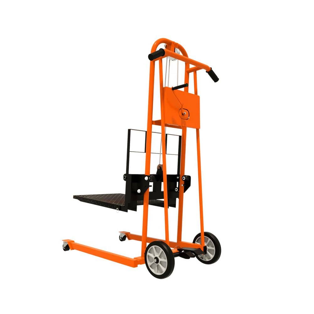 TORY CARRIER Orange Material Lift Winch Stacker 500 lbs. Manual Pallet ...