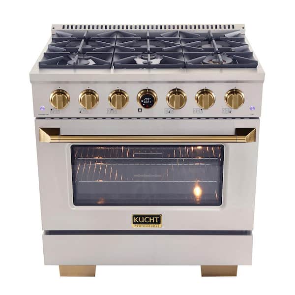 Kucht 36 in. 5.2 cu.ft. 6-Burners Dual Fuel Range Natural Gas in ...