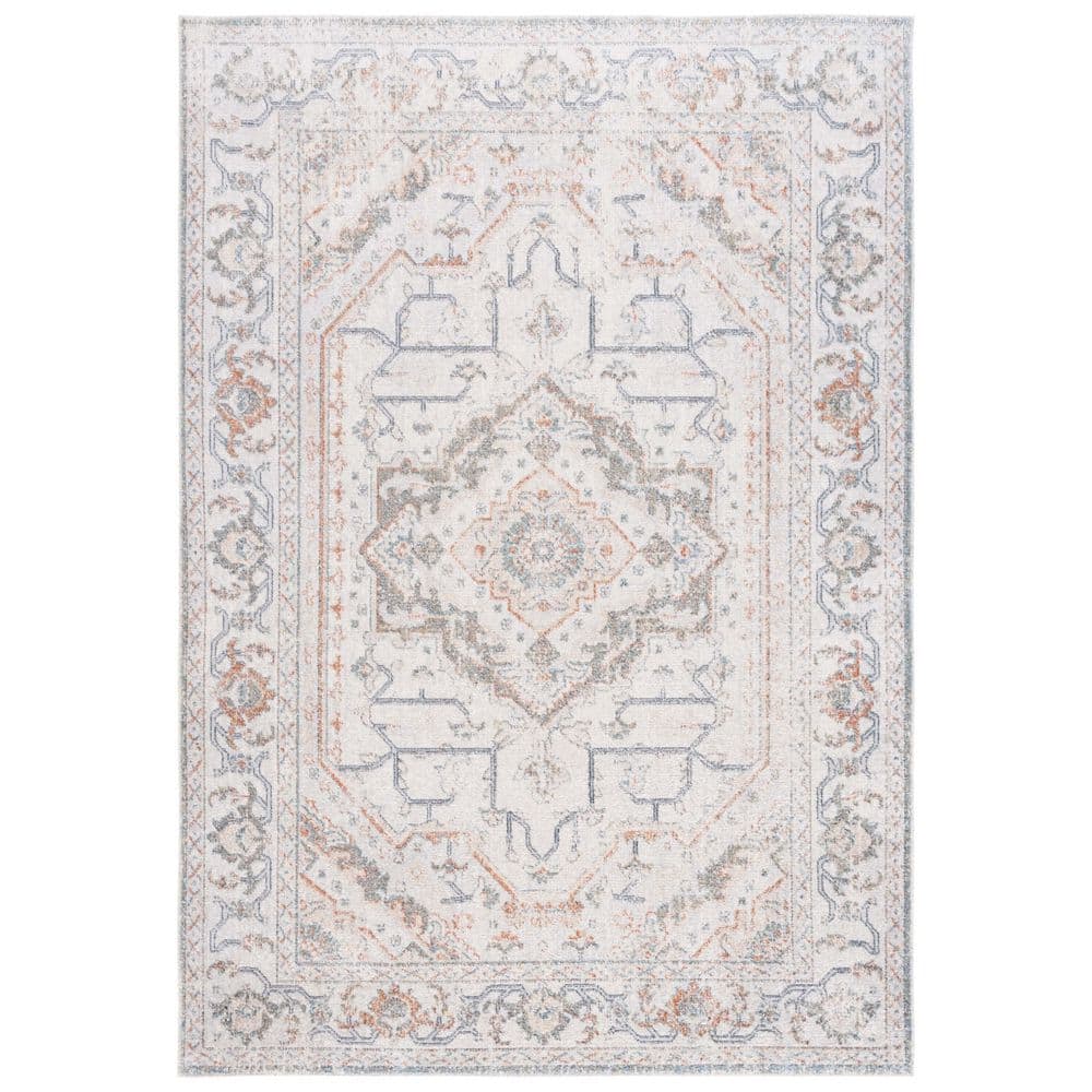 SAFAVIEH Baltimore 8 ft. x 10 ft. Light Gray/Rust Machine Washable ...