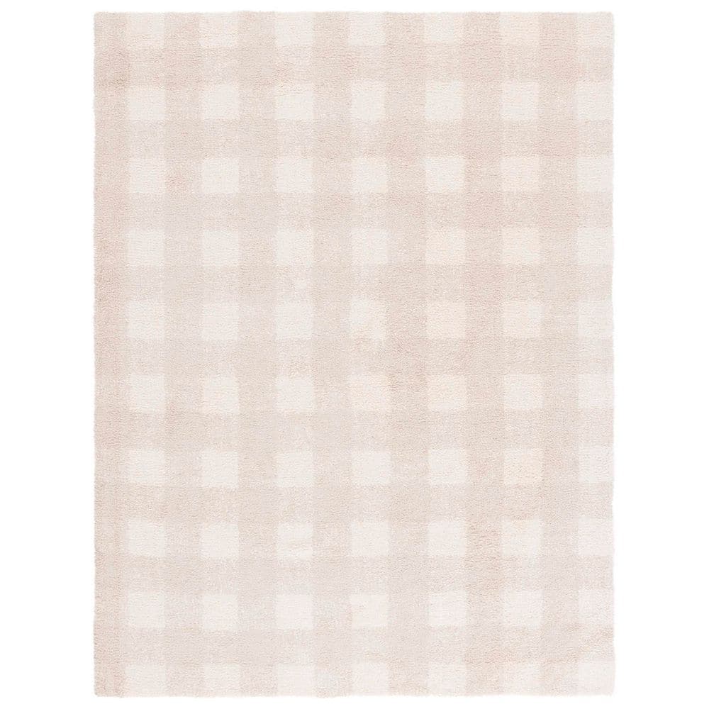 SAFAVIEH Easy Care Ivory/Beige 6 ft. x 9 ft. Solid Lattice Grid Area ...