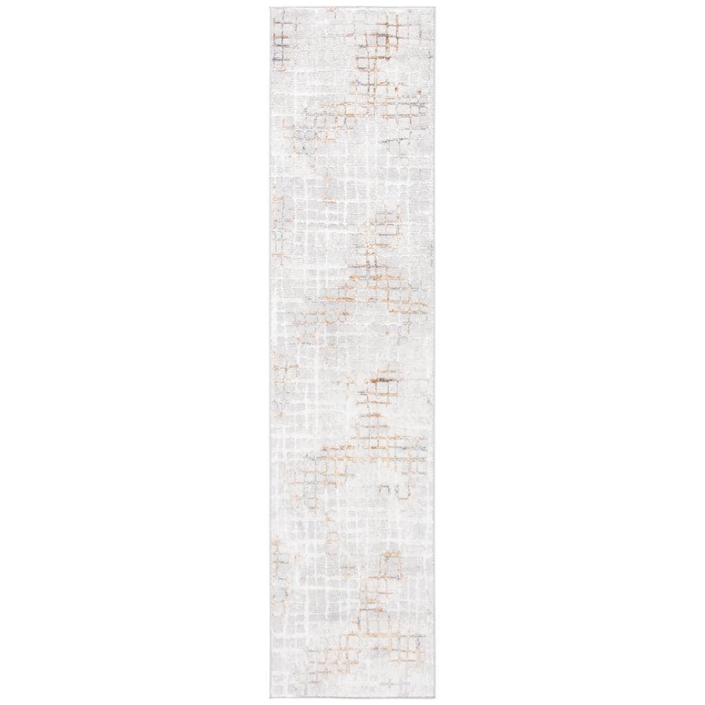 SAFAVIEH Orchard Gray/Gold 2 ft. x 5 ft. Striped Plaid Runner Rug ...